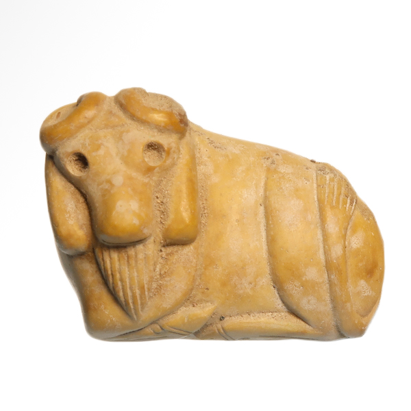 Sumerian Steatite Amulet of a Reclining Bull, Uruk-Jemdet Nasr Period ...
